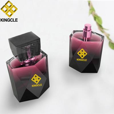 China 100ml rectangular black glass perfume spray bottles with black cap for men for sale