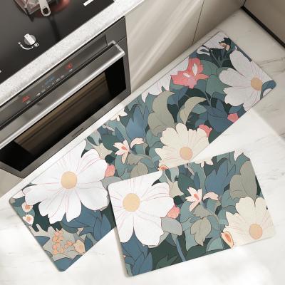 China Simple Flower Kitchen Mat Absorbent and Wear-Resistant Long Strip Carpet for Household for sale