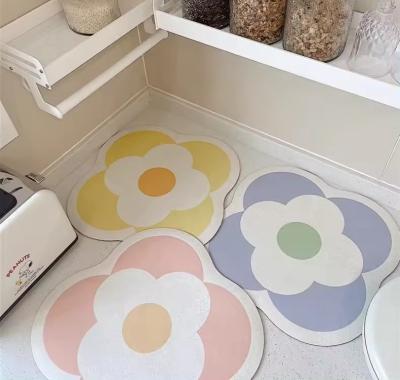 China Non Slip Rectangle Rubber Mat for Kitchen Diatomaceous Earth Dish Drying Mat in Bulk for sale