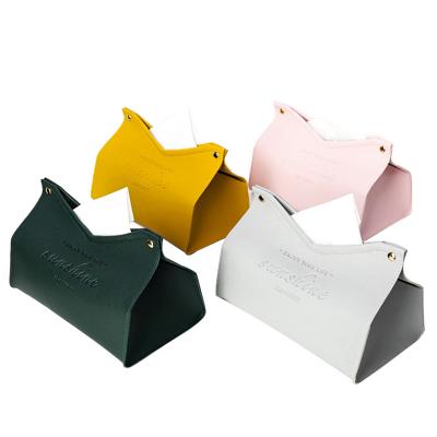 China Stijlvol geel Nordic Home Room Keuken Auto PU Lederen Tissue Box Servet Cover Houder Te koop