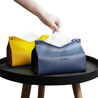 China Stijlvol geel Nordic Home Room Keuken Auto PU Lederen Tissue Box Servet Cover Houder Te koop