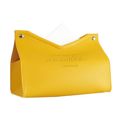 China Stijlvol geel Nordic Home Room Keuken Auto PU Lederen Tissue Box Servet Cover Houder Te koop