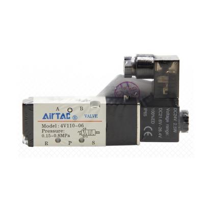 China 4V110-06 Solenoid Valve 5 Way 2 Position Pneumatic Air 1/8 BSPT 24V DC 12V AC 110V Air Solenoid Valve for sale