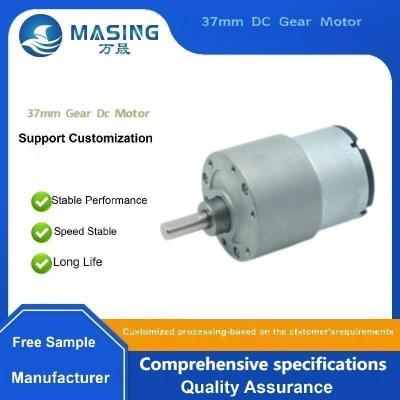 China 12V 24V Slow Speed 5RPM 10RPM DC Gear Motor 37MM Geared Motors With Reduction Gearbox for sale