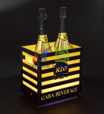 China 2 Bottles Champagne LED Ice Bucket with Bars KTV 2 Bottle LED Ice Bucket for sale