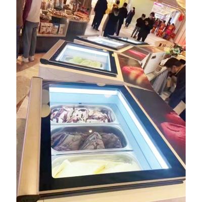 China Low Energy High Speed Soft Ice Cream Display Freezer 220V Commercial Refrigerated Case for sale