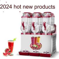 China 220V Independent Temperature Control Slush Machine for Fruit Juice Processing 2 Tanks for sale
