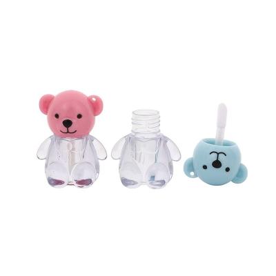 China 2ml Cute Bear Head Cap Plastic Lip Glaze Tube in Various Colors with Screw Cap Closure and Customized Printing for sale
