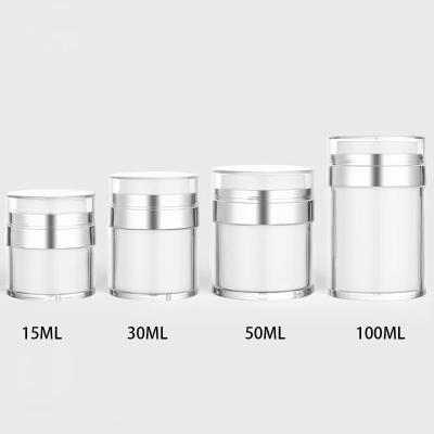 China Empty Packaging Airless Jar with Silver Shoulder for 100% Product Evacuation in Face Cream and Eye Cream for sale