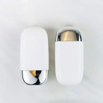 China Wholesale Plastic PP Sunscreen Cream Bottle with Silver Double Shell Cap in 30g and 50g Sizes for sale