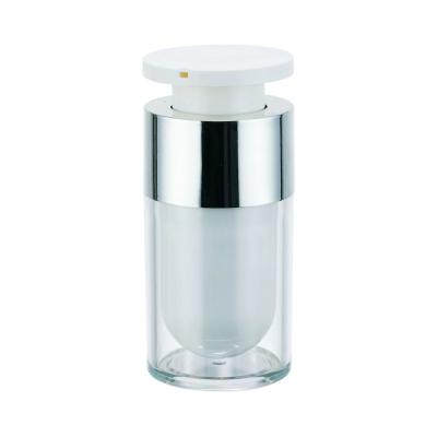 China Heart-inner Shape Acrylic Airless Cosmetic Bottle with High-ended Quality for Skincare Customizable in 15ml 30ml 50ml for sale