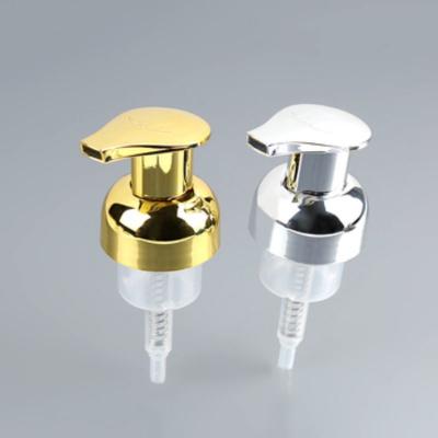 China 40mm 42mm Full-Body Electroplated Foam Pump Dispenser with High Foam Output for Premium Facial Cleansers for sale