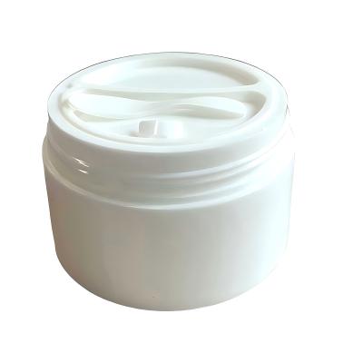 China Wholesale 50+50g Double Grid Plastic PP Cream Jar with Dual-Grid Separate Storage for Skincare Products for sale