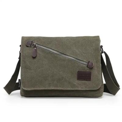 China Custom Business Men's Crossbody Shoulder Washable Canvas Messenger Bag For Men for sale