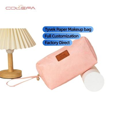 China DuPont Paper Handheld Cosmetic Bag Retro Travel Tyvek Paper Waterproof Portable Washable Paper Toiletry Makeup Organizer Bags for sale