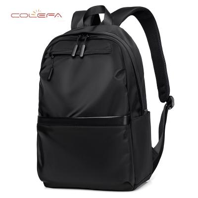 China Men's Business Polyester Backpack Large Capacity Laptop Black Portable Backpack Lightweight Soft Backpack Wholesale with Custom LOGO for sale