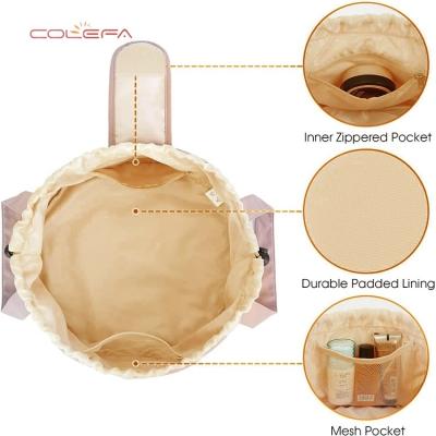 China New Arrival Large Capacity Portable Polyester Drawstring Cosmetic Bag Travel Toiletry Pouch Fashion Makeup Brush Organizer for sale