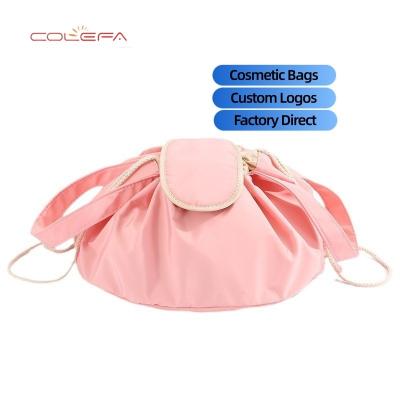 China Polyester Drawstring Cosmetic Bag Large Capacity Makeup Organizer Portable Travel Storage Pouch Cosmetic Bags with Custom LOGO for sale
