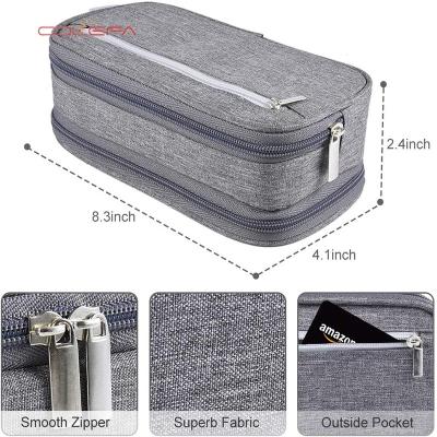 China Nylon Large-Capacity Multi-Function Pencil Case Three-Layer Stationery Organizer Elementary School Student Pencil Storage Bag for sale