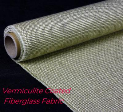 Tecido revestido de fibra de vidro de vermiculita de alta resistência, resistência a altas temperaturas, resistência à corrosão, retardador de chama.