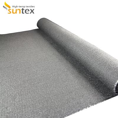 China Heavy Duty Welding Protection Blanket High Temperature Fiberglass Fabric 1400g Graphite Coated Fire Proof Fabric for sale