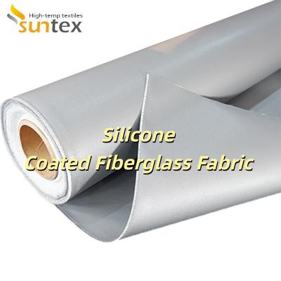 China Flexible Heat Resistant Silicone Coated Fiberglass Fabric with 260℃ Continuous Thermal Protection 0.3mm Thickness and 400 g/sqm Weight for sale