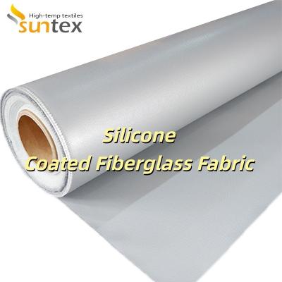 China Fire Protection Blanket Silicone Coated Fiberglass Fabric with 0.3 mm Thickness 400 g/sqm Weight and 1/1.2/1.5 meter Width for sale
