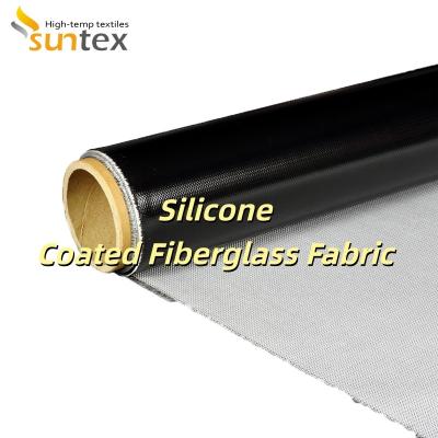 China 0.3 mm Thickness 400 g/sqm Weight 1.5 meter Width Silicone Coated Fiberglass Fabric Thermal Insulation Cloth for sale