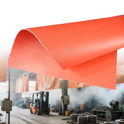 China High Temp Fireproof Silicone Coated Fiberglass Fabric with 0.3 mm Thickness and 400 g/sqm Weight in 1 / 1.2 / 1.5 meter Width for sale