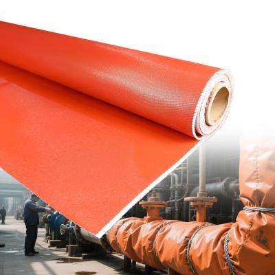 China Tear Resistant Silicone Coated Fiberglass Fabric with 0.3 mm Thickness 400 g/sqm Weight and 1 / 1.2 / 1.5 meter Width for Industrial Insulation for sale