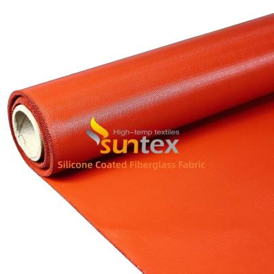 China High Temperature Silicone Coated Fiberglass Fabric with 400 g/sqm Weight and 0.3 mm Thickness in 1 / 1.2 / 1.5 Meter Width for sale