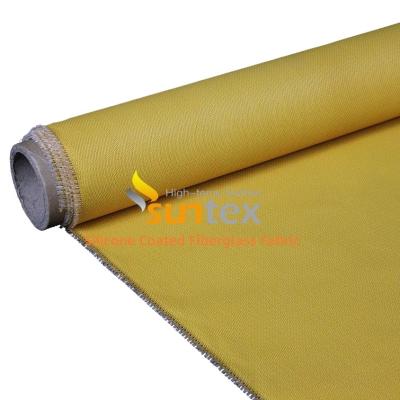 China Alkali Free Water Repellent Silicone Coated Fiberglass Fabric with 50 m / 100 m Roll Length for Heat and Fire Resistance for sale