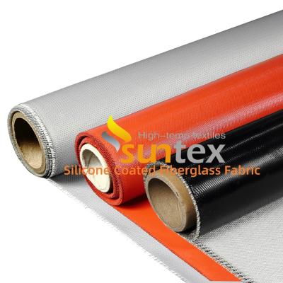 China Double Sided E Glass Woven Silicone Coated Fiberglass Fabric with 50 m / 100 m Roll Length for sale