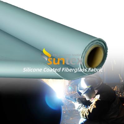 China Silicone Coated Fiberglass Fabric with 50 m / 100 m Roll Length Alkali Free Water Repellent Fireproof Cloth for sale