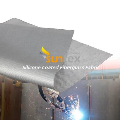 China Durable Fireproof Thermal Insulation Silicone Coated Fiberglass Fabric Cloth with 400 g/sqm Weight and 0.3 mm Thickness for sale