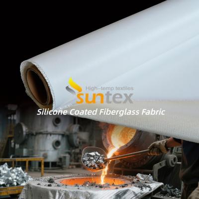 China Fireproof Silicone Coated Fiberglass Fabric with Water Repellent and Corrosion Resistant Properties in 50 m / 100 m Roll Length for sale