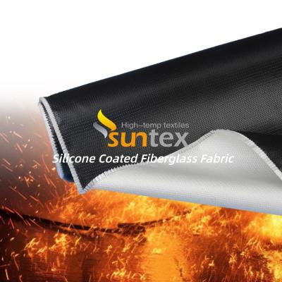 China Double-Sided Silicone Coated Fiberglass Fabric with 50 m / 100 m Roll Length and Water Repellent Properties for High-Temperature Applications for sale