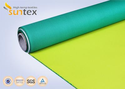 China Fiberglass Fire Curtain PU Coated Fiberglass Fabric For Air Distribution System Yellow Green Shade For Welding for sale