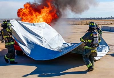 China EV Car Fire Blanket with Oxygen Deprivation for Lithium-Ion Battery Fires and Easy Deployment for sale