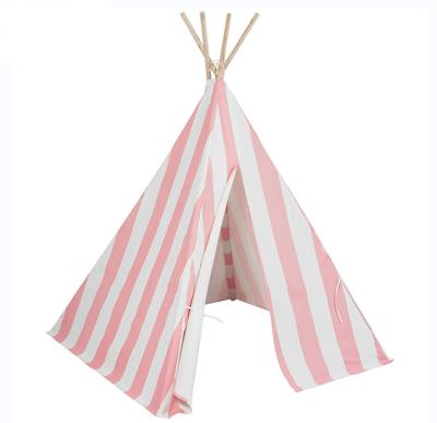 China Pink And White Stripes  Kids teepee tent 120x120x145cm 100% cotton canvas Play Tent House for sale