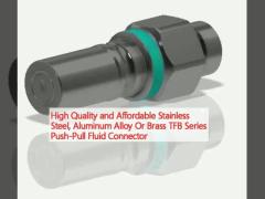 Conector de fluido de empurrão-puxa da série TFB de liga de alumínio ou latão de aço inoxidável sem fugas