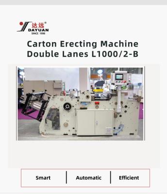 China Dayuan L1000 Dual Channel Carton Forming Machine with 400pcs/min High Speed and CE Certified Box Erector for sale
