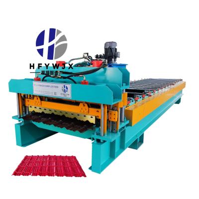 China Durable 16 Roll Forming Stations Glazed Tile Roll Forming Machine with PLC Control and Hydraulic Pressure Transmission for sale