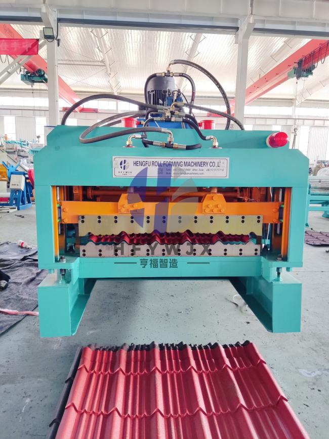 High Efficiency PLC Controlled 1020 Glazed Tile Roll Forming Machine front view