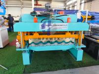 China Automatic 1100 Glazed Tile Roll Forming Machine Chain Drive 16 Row Molding for sale