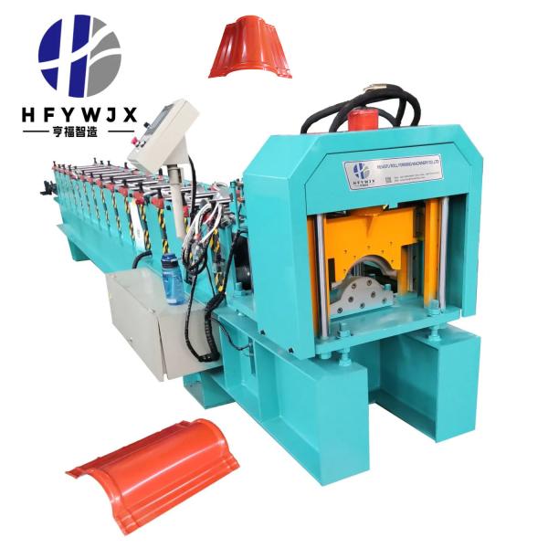 Quality PLC Intelligent Ridge Cap Roll Forming Machine 350H Steel Frame 310mm Feeding Width for sale