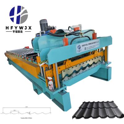 China 11 KW 1100 Roof Deck Glazed Sheet Roll Forming Machine 16 Stands For Efficient Roofing Panel Production for sale