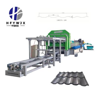 China High Precision 1110 Glazed Roof Tile Manufacturing Machine With Burr Free Cutting Electric Shearing for sale