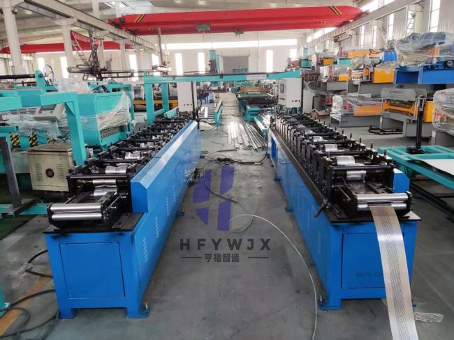 Roll forming machine close-up view