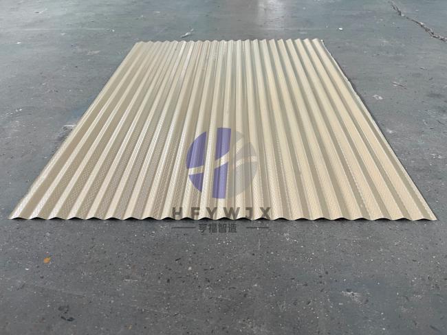Finished corrugated metal roofing sheets produced by the machine